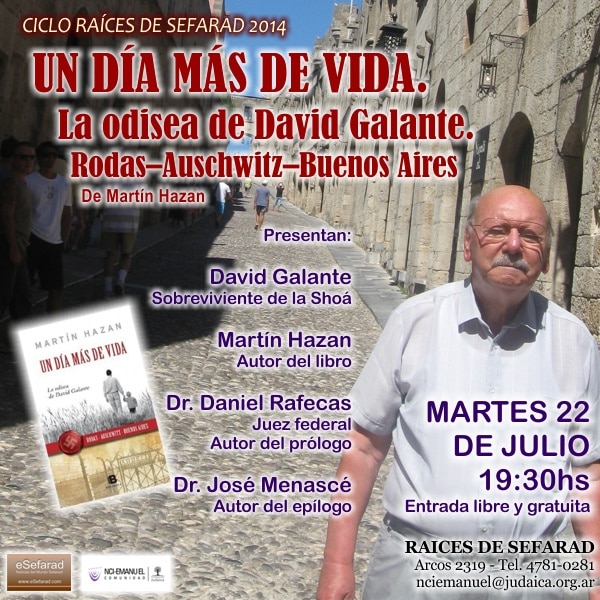 MARTES 22: Ciclo RAÍCES DE SEFARAD – Presentación de: «UN DÍA MÁS DE ...