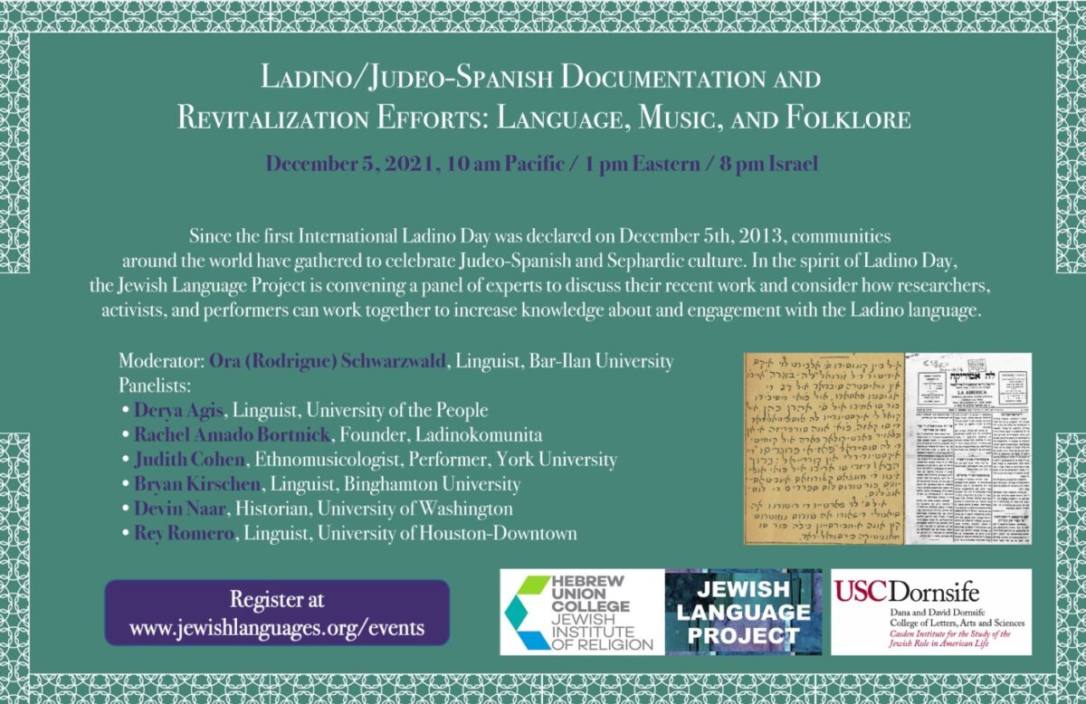 Jewish Language Project’s final event «Ladino/Judeo-Spanish ...