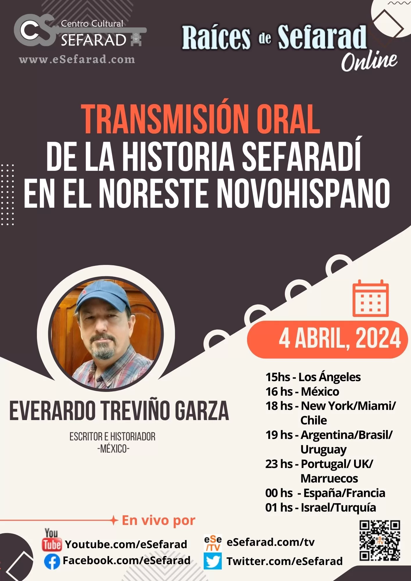 Raíces de Sefarad/Online en VIVO – Jueves 4 de ABRIL 2024: Conferencia «Transmisión Oral de la ...